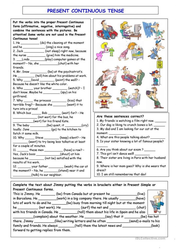 Present Continuous Worksheets - Gustavo Rubino Ernesto